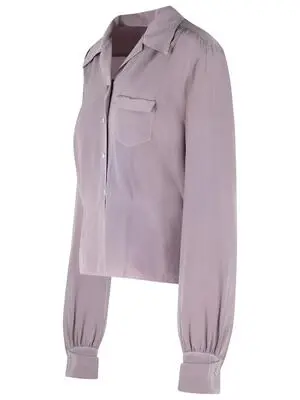 MAISON MARGIELA Lilac Long-sleeved Silk Shirt - Multicolor