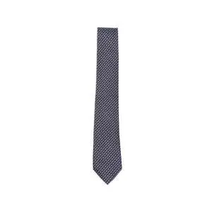 FERRAGAMO Silk Gancini Pattern Neck Tie - Blue
