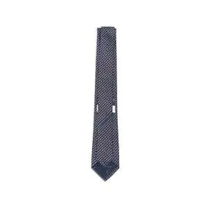 FERRAGAMO Silk Gancini Pattern Neck Tie - Blue