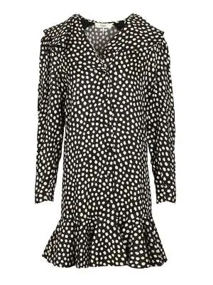 Chloé Long-sleeved Silk Jacquard Polka Dot Mini Dress - Black