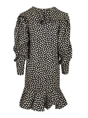 Chloé Long-sleeved Silk Jacquard Polka Dot Mini Dress - Black