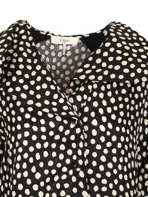 Chloé Long-sleeved Silk Jacquard Polka Dot Mini Dress - Black