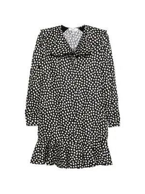 Chloé Long-sleeved Silk Jacquard Polka Dot Mini Dress - Black