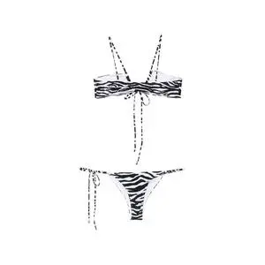 Attico Zebra Print Bikini - White