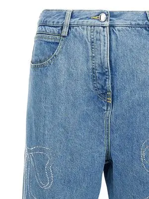 Mach & Mach Crystal Ribbon Hot Fix Jeans