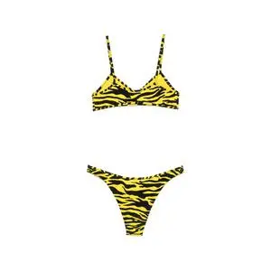Attico Tiger Print Bikini - Yellow