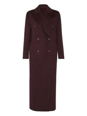 Brunello Cucinelli Hand-crafted Coat In Cashmere Double Beaver Cloth With Monili - Red