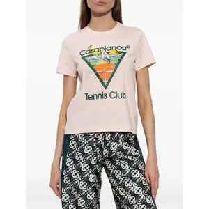 Casablanca Graphic Print Cotton T-shirt - Pink