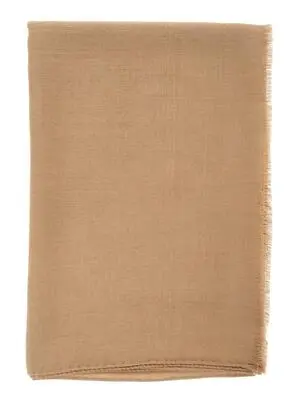 Max Mara Beige Scarf With Fringed Edge In Wool And Silk Blend - Multicolor