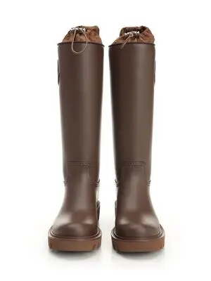 Moncler Kickstream High Rain Boots - Brown