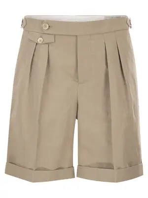 Brunello Cucinelli Cotton And Linen Bermuda Shorts - Cream