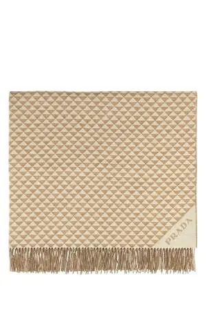 Prada Embroidered Wool Blend Symbole Double Blanket - Multicolor