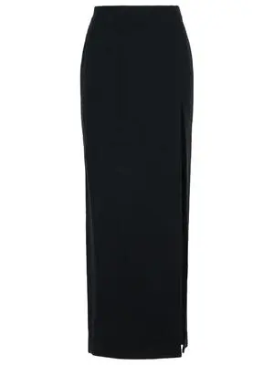 Alessandra Rich Long Skirt In Virgin Wool Blend - Black