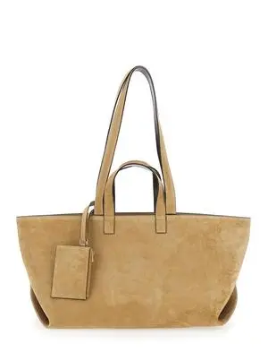A.p.c. A.P.C. Women 'Le Drummer' Beige Shopper With Four Handles And Logo Lettering On The Front In Suede Women Multicolor