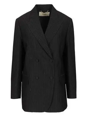 Fendi Pinstriped Wool Blazer - Blue