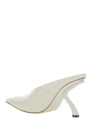 FERRAGAMO Leather Mules With Sculptural Heel - Multicolor