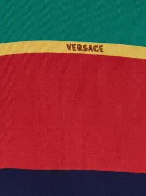 Versace Strips' Multicolored Sweatshirt With Classic Collar Long Sleeves In Cotton