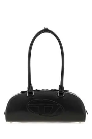DIESEL® Leather 1dr Dome Shoulder Bag - Black