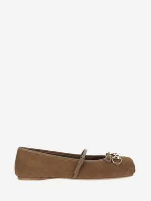 Gucci Suede Ballerina With All Over Gg Monogram - Brown