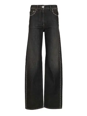 Versace Regular High-waisted Decorated Jeans - Black