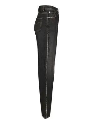 Versace High-waisted Embellished Jeans - Black
