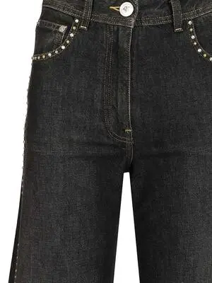 Versace High-waisted Embellished Jeans - Black