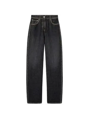 Versace High-waisted Embellished Jeans - Black