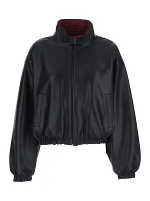 Balenciaga Black Jacket With Logo On The Front And Reversible Design In Leather - Multicolor