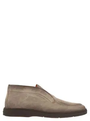 Santoni Suede Leather Desert Boot - Cream