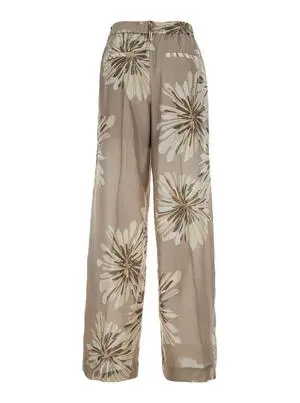 Brunello Cucinelli Silk Floral Print Trousers - Multicolor