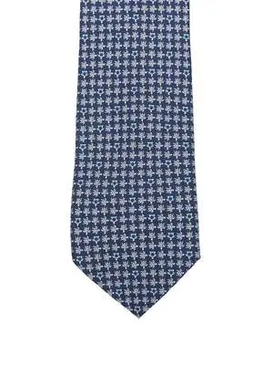 FERRAGAMO Tortoiseshell-print Silk Neck Tie - Blue