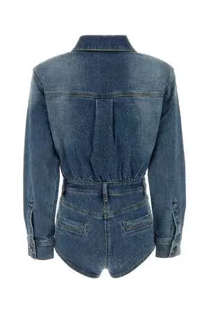 SELF-PORTRAIT Embellished Denim Jumpsuit