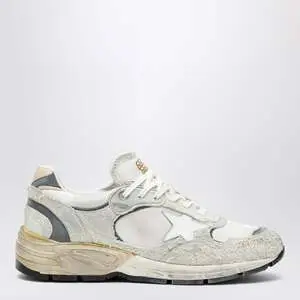 GOLDEN GOOSE Dad-star Trainers In Suede And /silver Mesh - White