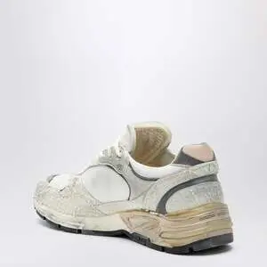 GOLDEN GOOSE Dad-star Trainers In Suede And /silver Mesh - White