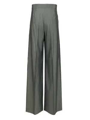 Max Mara Wool And Silk Wide-leg Trousers - Green