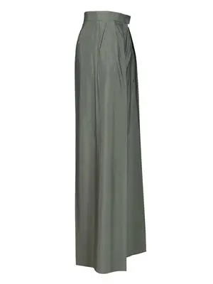 Max Mara Wool And Silk Wide-leg Trousers - Green