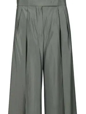 Max Mara Wool And Silk Wide-leg Trousers - Green