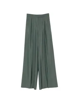 Max Mara Wool And Silk Wide-leg Trousers - Green