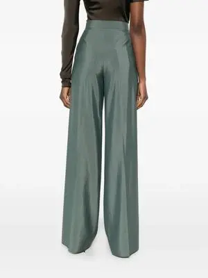 Max Mara Wool And Silk Wide-leg Trousers - Green