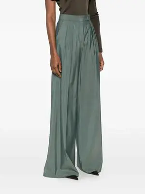 Max Mara Wool And Silk Wide-leg Trousers - Green