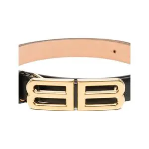 Balenciaga Leather Bb Logo Belt - Black