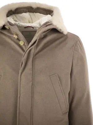 Brunello Cucinelli Wool Coat With Fur Collar
