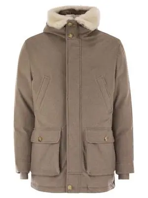 Brunello Cucinelli Wool Coat With Fur Collar - Multicolor