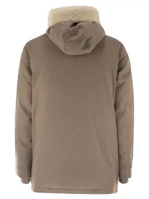 Brunello Cucinelli Wool Coat With Fur Collar - Multicolor