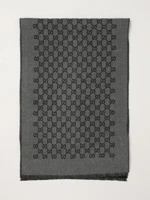 Gucci All-over Logo Pure Wool Scarf - Gray