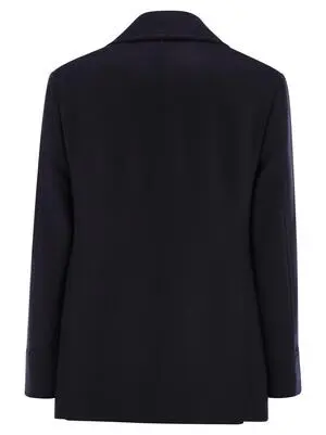 Brunello Cucinelli Double Wool Flannel Pea Coat With Metal Buttons