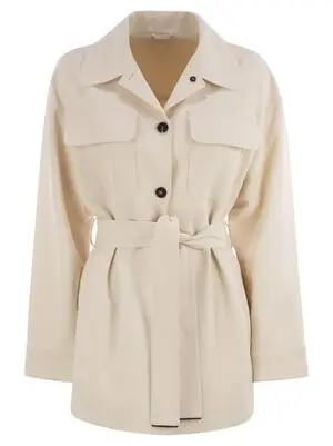 Brunello Cucinelli Viscose And Wool Safari Jacket - Cream