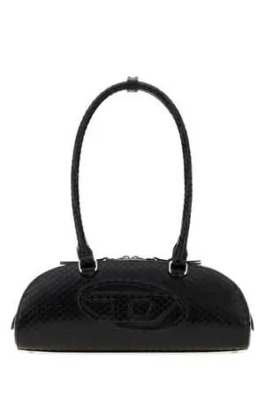 DIESEL® Leather 1dr Dome Shoulder Bag - Black