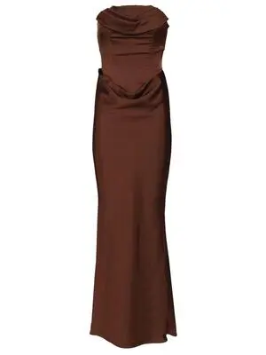 ROTATE BY BIRGER CHRISTENSEN Long Dress With Bodice - Brown