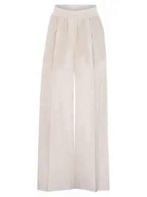 Brunello Cucinelli Loose Fit Cotton Trousers - Cream